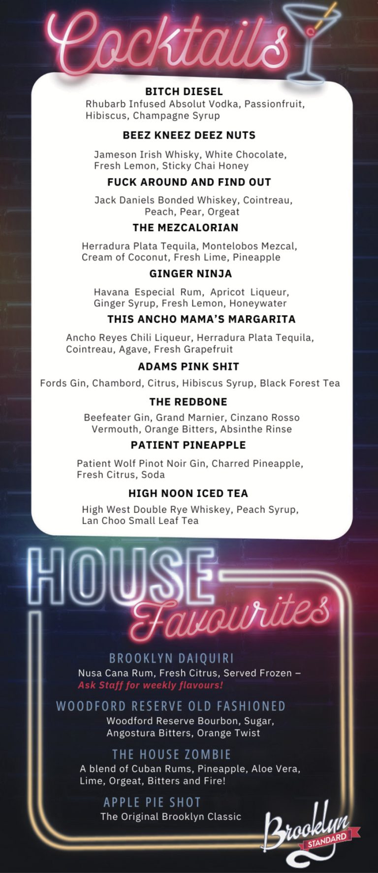 Menu - Brooklyn Standard